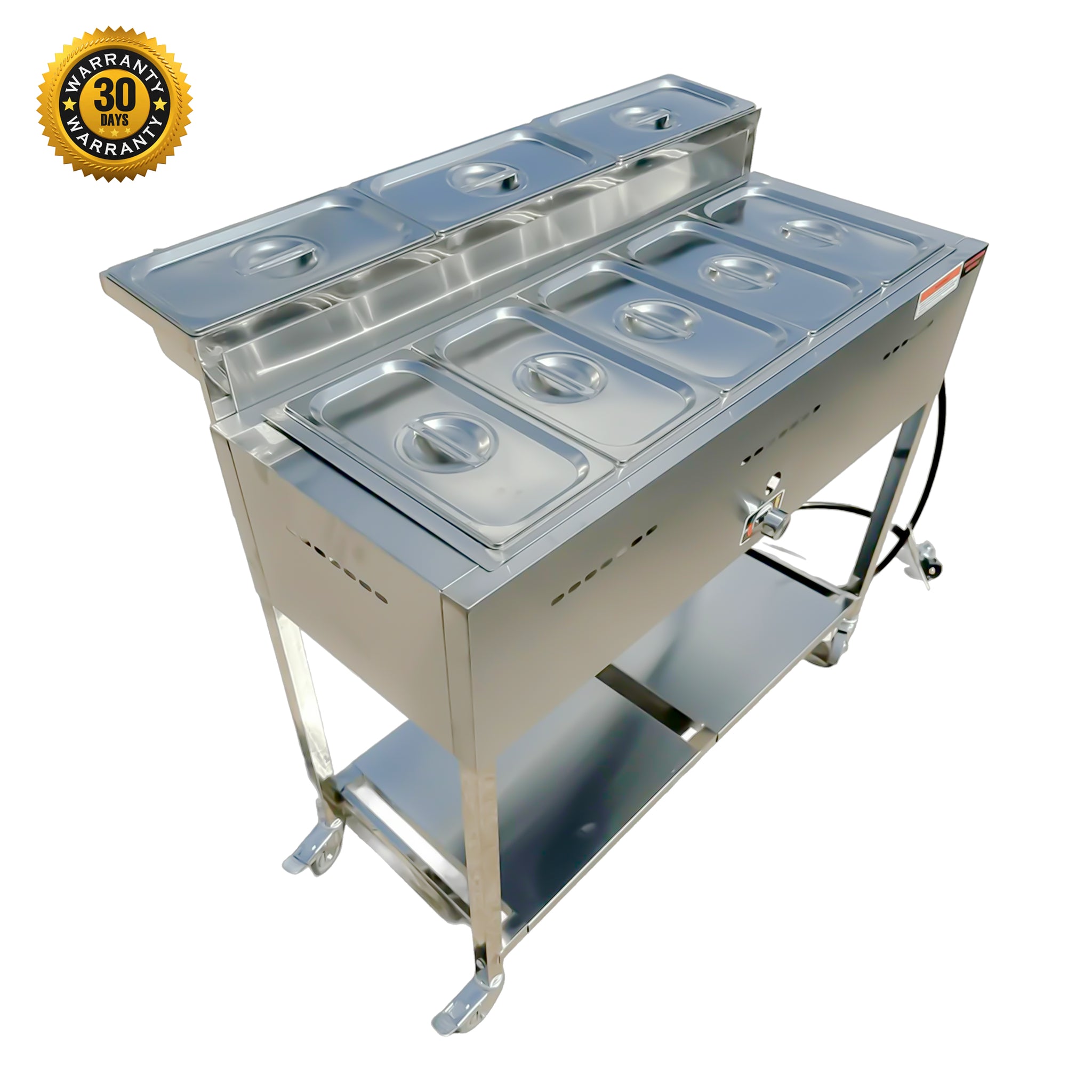 5 Pan Steam Table Food Warmer Cart | Outdoor Propane | 3 Condiment Con ...