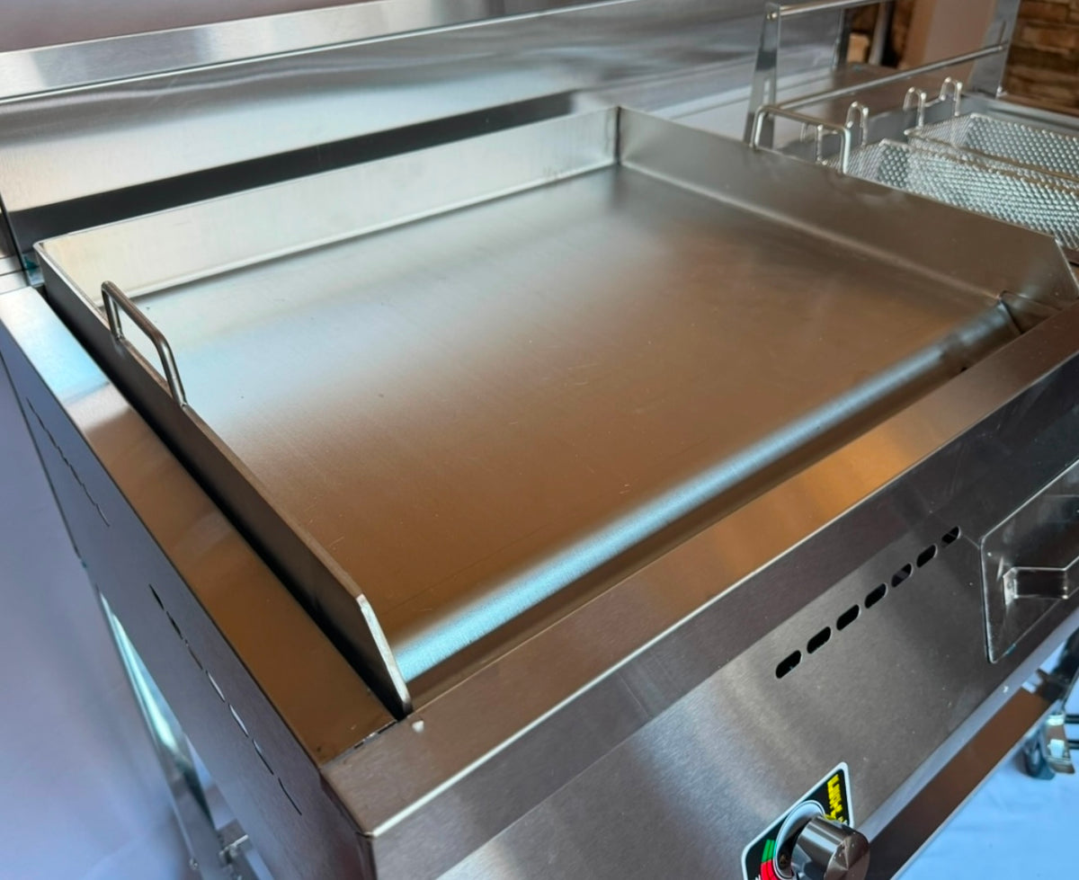 Deep Fryer and Griddle Cart | 20" Griddle | 30 lb 3.5 Gallon Single Ta ...