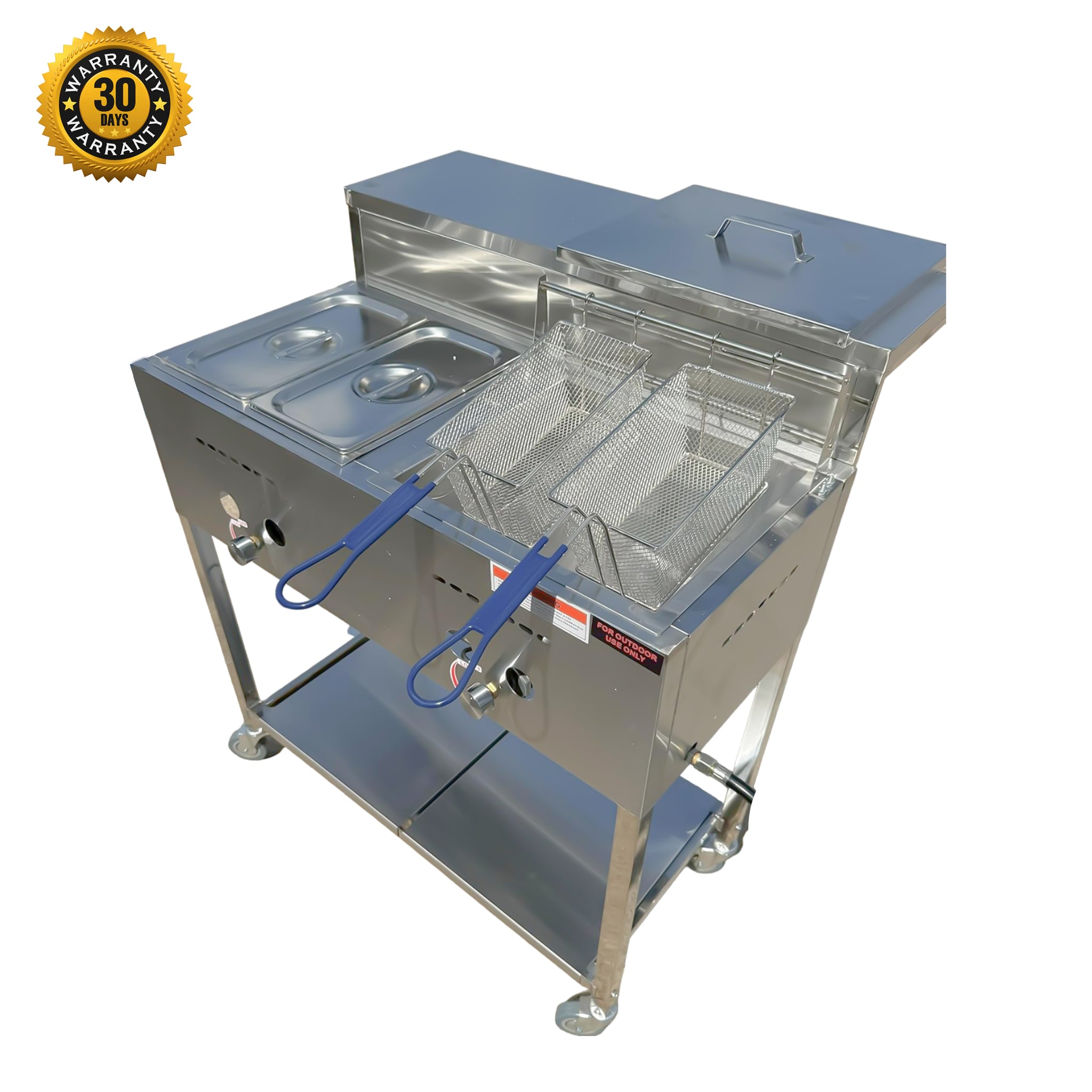 Deep Fryer Cart with 30 lb 3.5 Gallon Single Tank | Stainless Steel ...